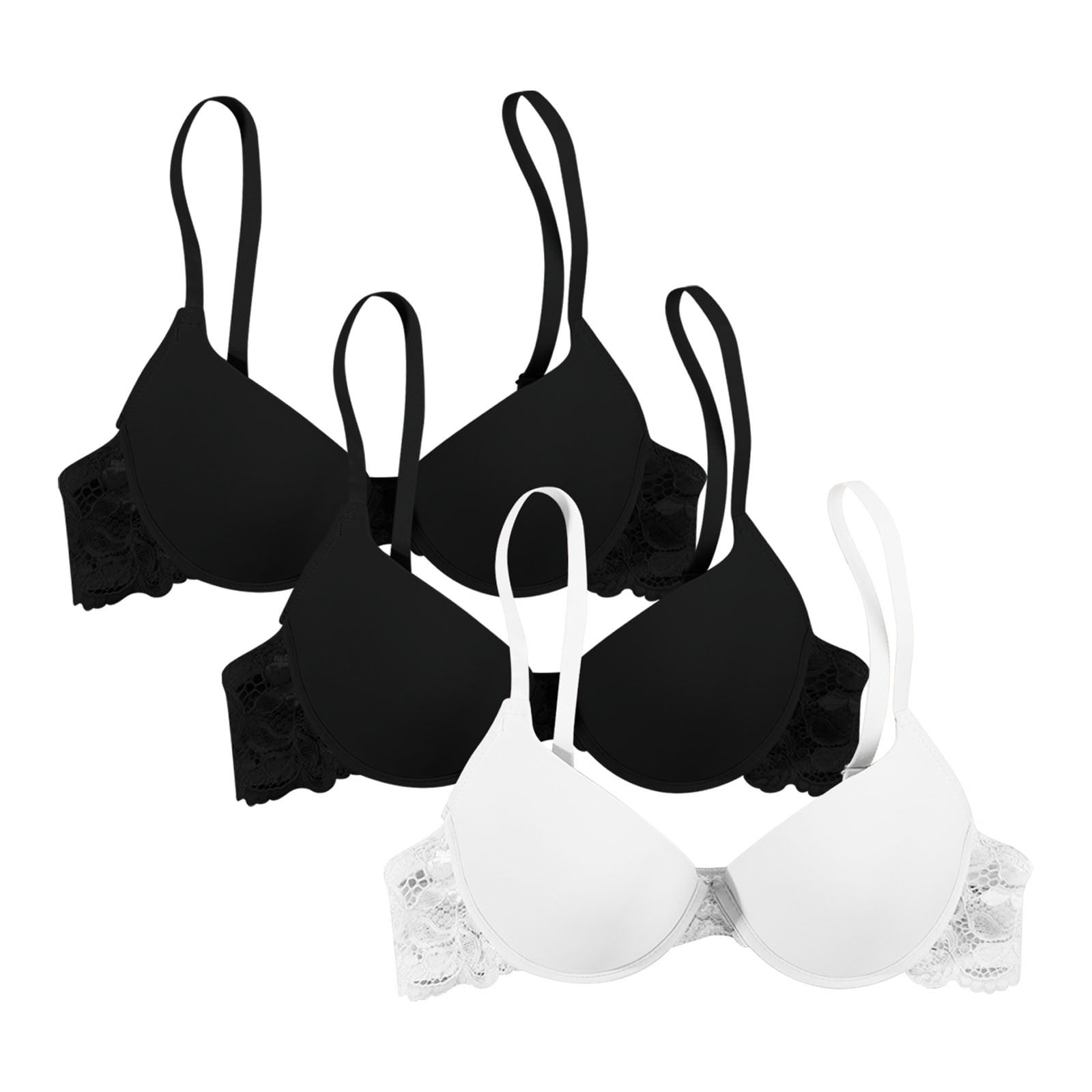 FYDUU Women's Sexy Lace Balconette Bra See Through Demi Unlined Bras ...