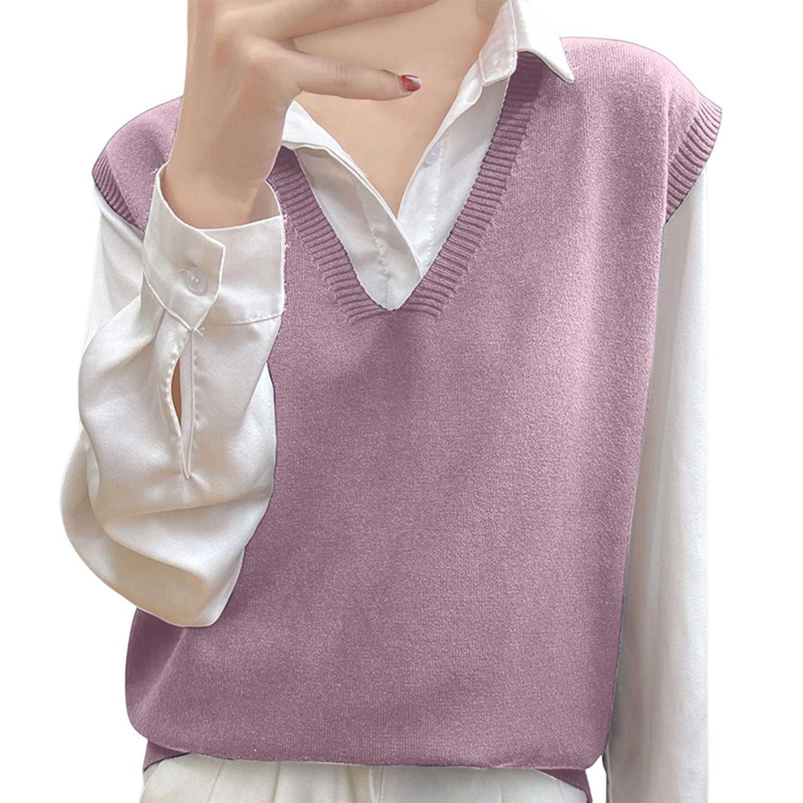 FYDUU Womens Sweaters Fall Fashion Knit Sweater Vest Autumn Winter ...