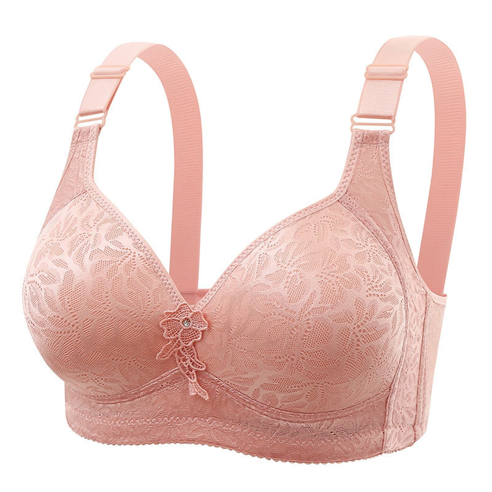 FYDUU Womens Wireless Bras Large Sized Steel Rimless Jacquard Thin Cup ...