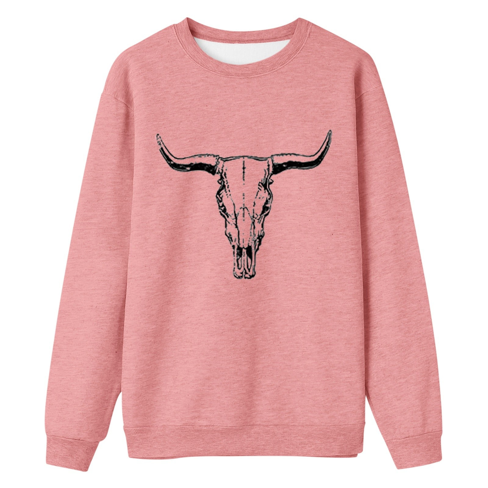 FYEGRE Boho Cow Skull Sweatshirt Women Cowgirl Shirt Rodeo Western ...