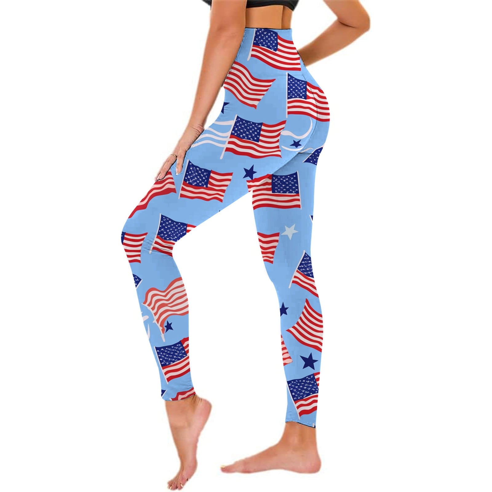 FYEGRE High Waist Patriotic Independence Day Leggings for Women Soft ...