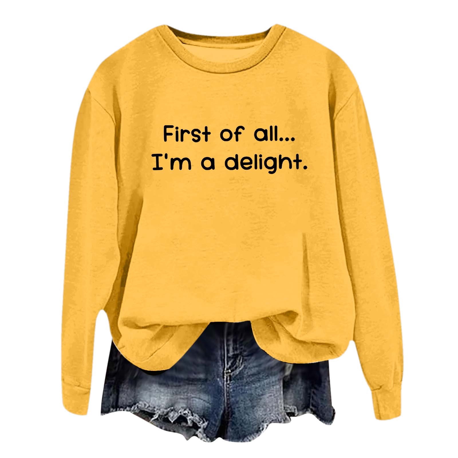 FYEGRE I'm A Delight Shirt Women Funny Graphic Print Tee Tops Sarcastic ...