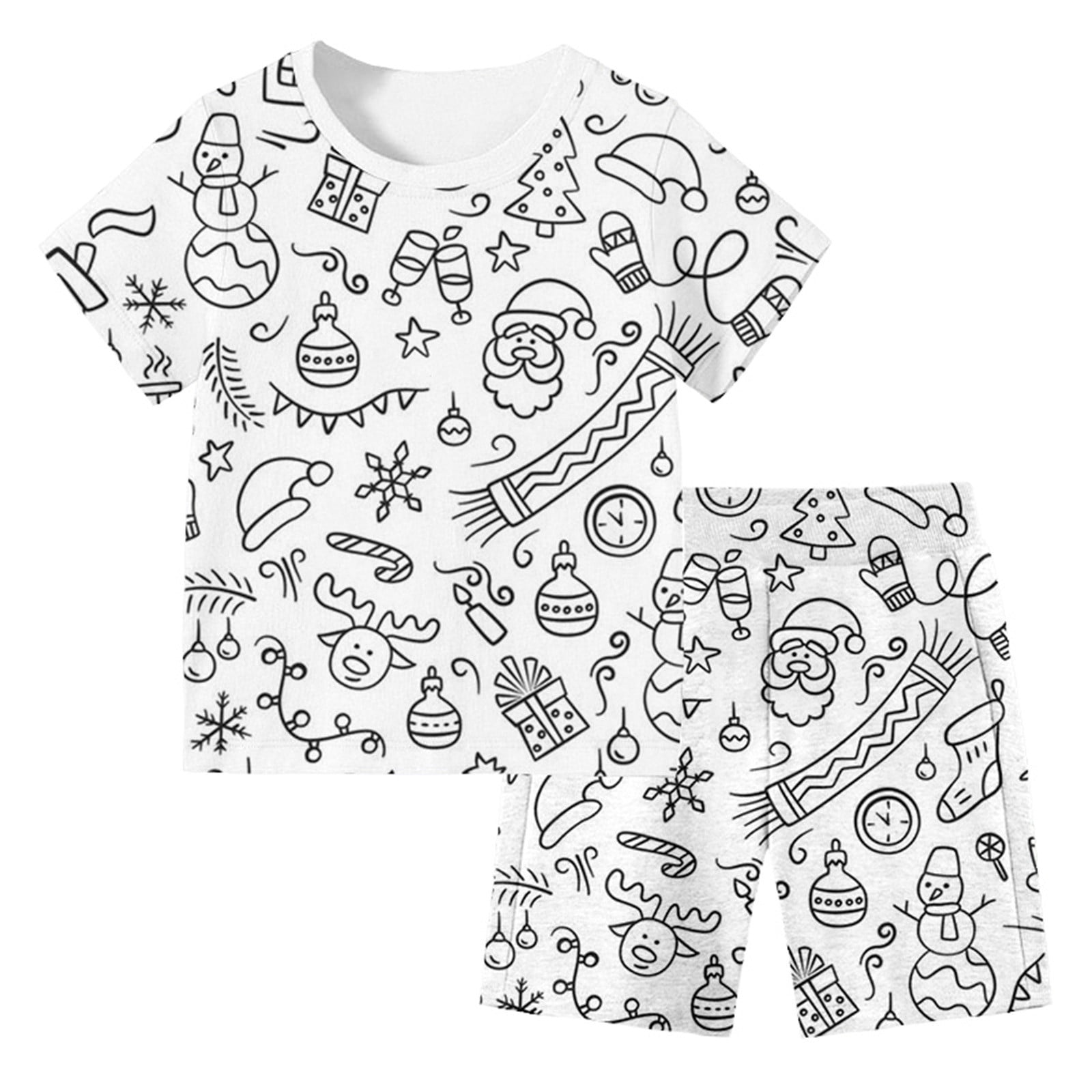 FYEGRE Kids DIY Hand Painted Homewear Set Interactive Coloring Pajama ...