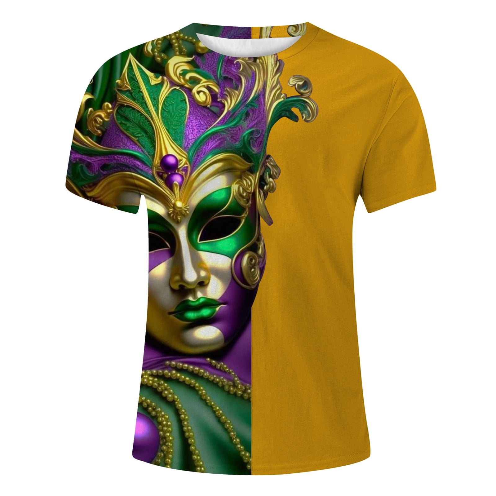 FYEGRE Men's Carnival Floral Print Short Sleeve Round Neck Fashion T ...