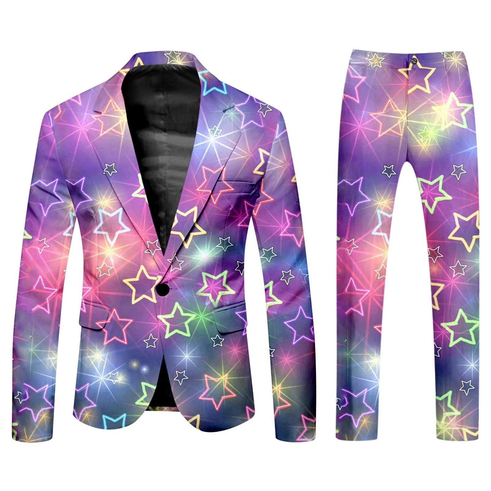 FYEGRE Men's Carnival Suit Two Piece Set Formal Attire With Purple Gold ...