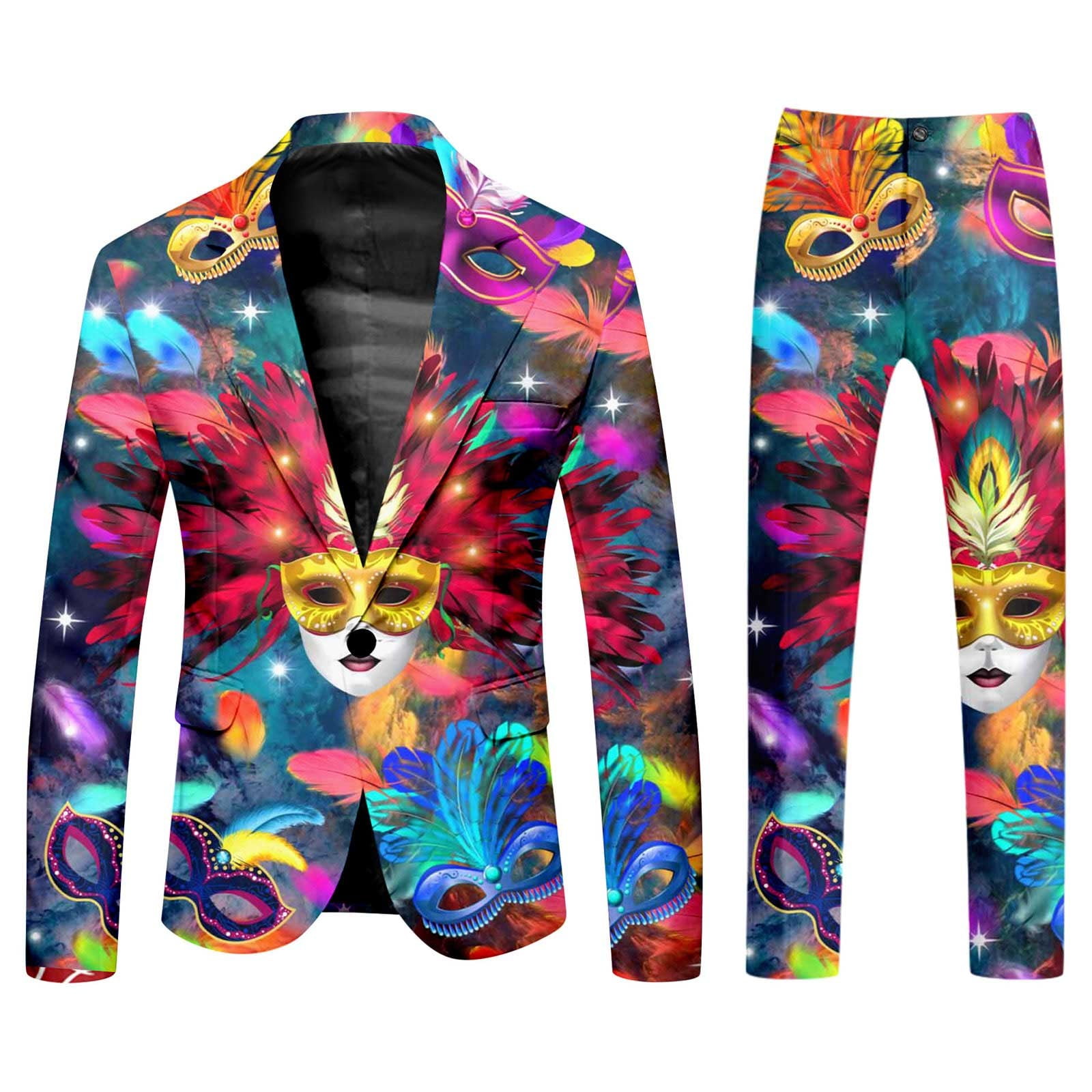 FYEGRE Men's Carnival Suit Two Piece Set Formal Attire With Purple Gold ...