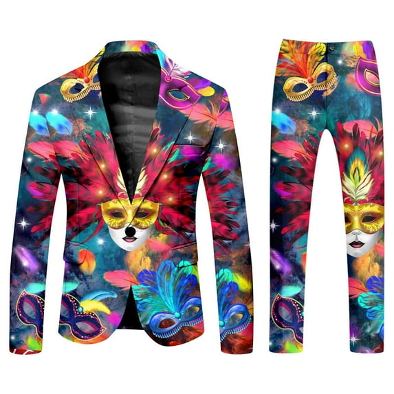FYEGRE Men's Carnival Suit Two Piece Set Formal Attire With Purple Gold ...