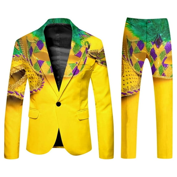 FYEGRE Men's Carnival Suit Two Piece Set Formal Attire With Purple Gold ...