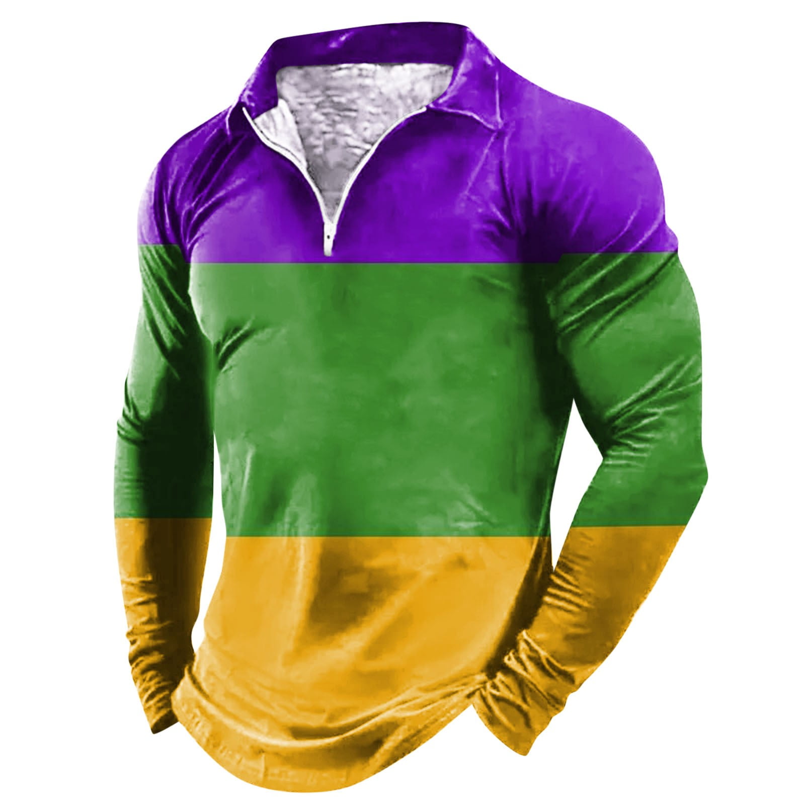 FYEGRE Men's Carnival T Shirts Men's Zipper Carnival Long Sleeve T ...