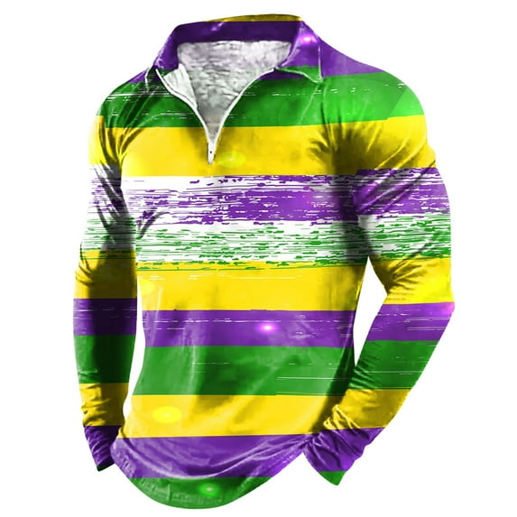 FYEGRE Men's Carnival T Shirts Men's Zipper Carnival Long Sleeve T ...