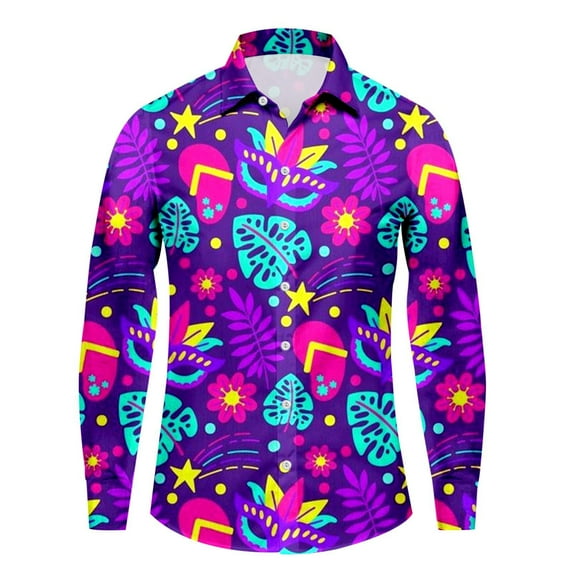 FYEGRE Mens Carnival Shirts Men's Fashion Casual Loose Fit Digital ...
