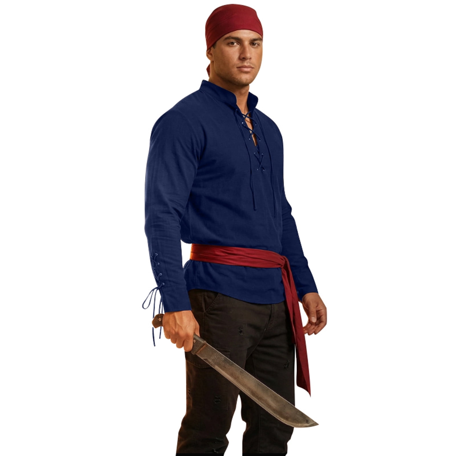 FYEGRE Mens Medieval Pirate Shirt Steampunk Renaissance Viking Retro ...