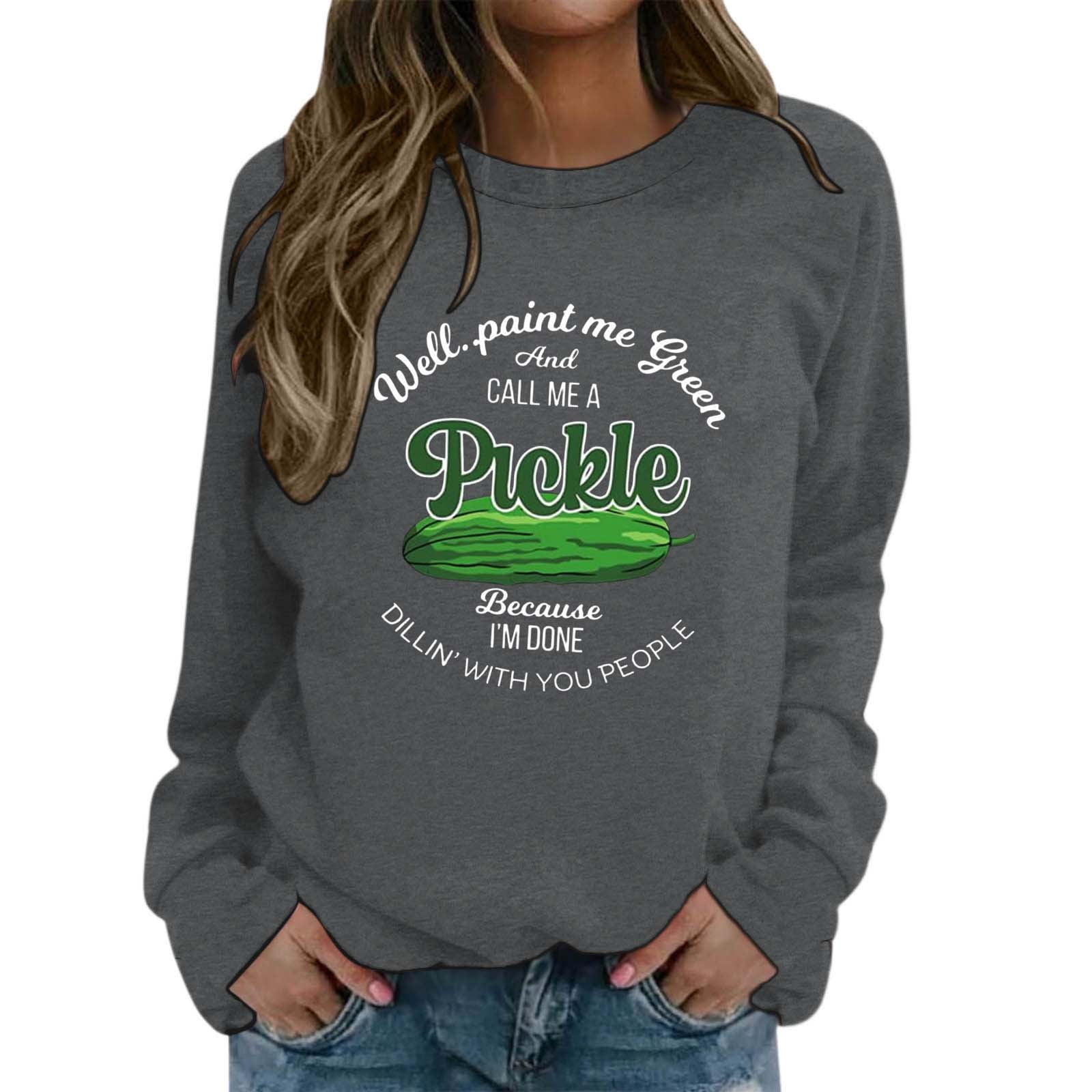 FYEGRE Pickle Sweatshirt for Women Funny Graphic Pickle Lover Shirt ...