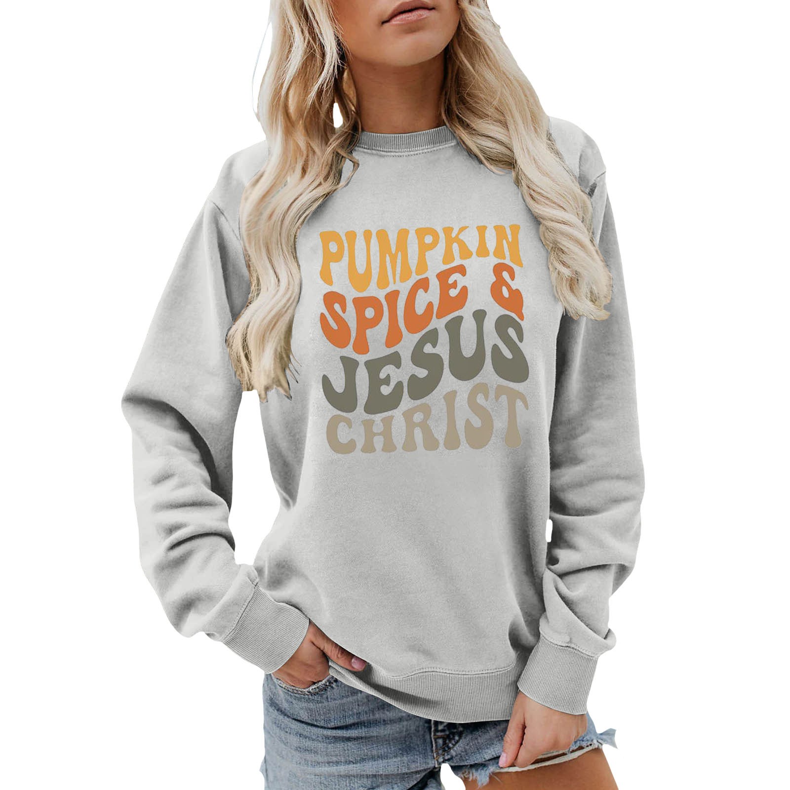 FYEGRE Pumpkin Spice and Jesus Sweatshirt, Retro Christian Crewneck ...