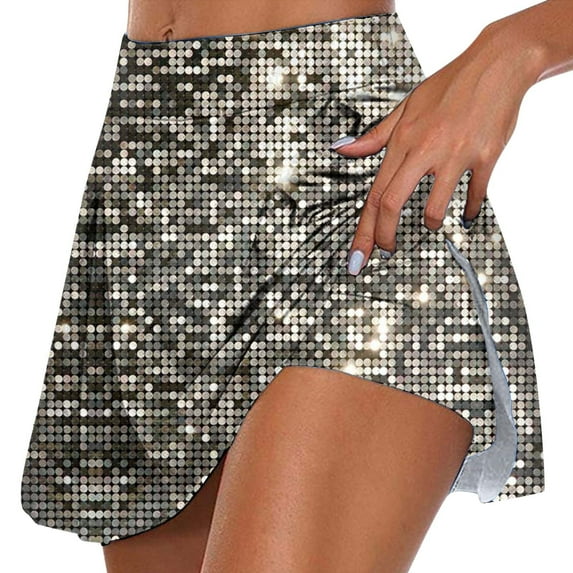 FYEGRE Sequin Mini Skirt Shiny Rave Dance Skirts Glitter Wrap Skirts ...