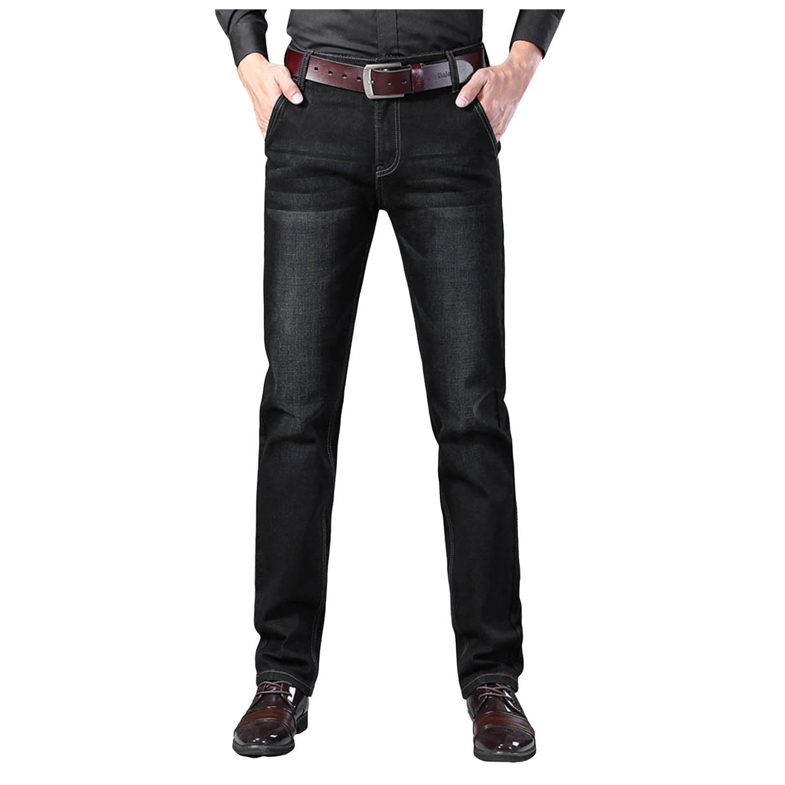 FYEGRE Stretch Jeans Mens Shorts Jeans Loose Fit Solid Color Double ...