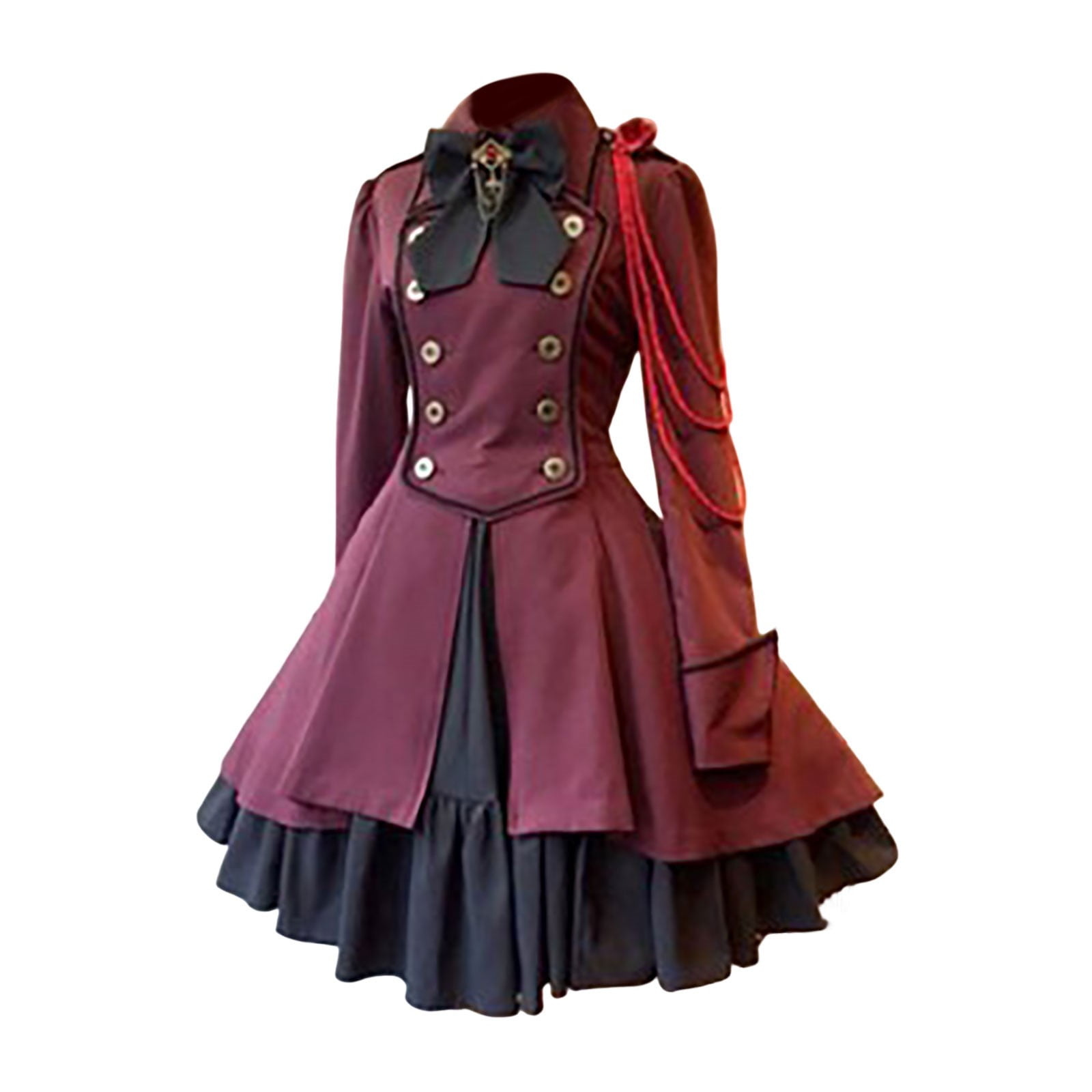 FYEGRE Women Courtly Bow Long Sleeve Ruffled Dress for Elegant and ...
