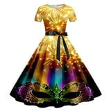 FYEGRE Women's Carnival Dress 1950s Floral Print Dress for Women ...