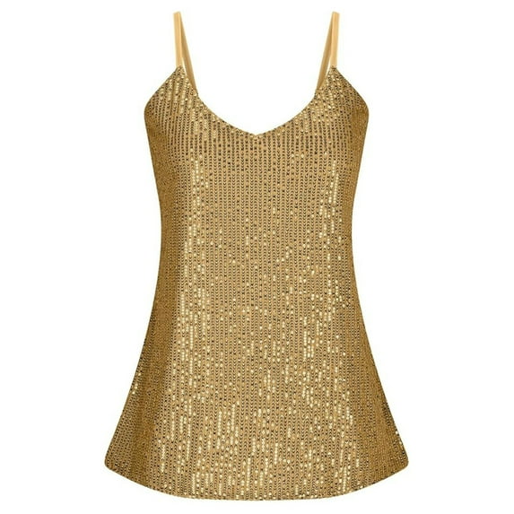 FYEGRE Women's Sparkly Sequin Sleeveless Vests Sparkling Carnival ...