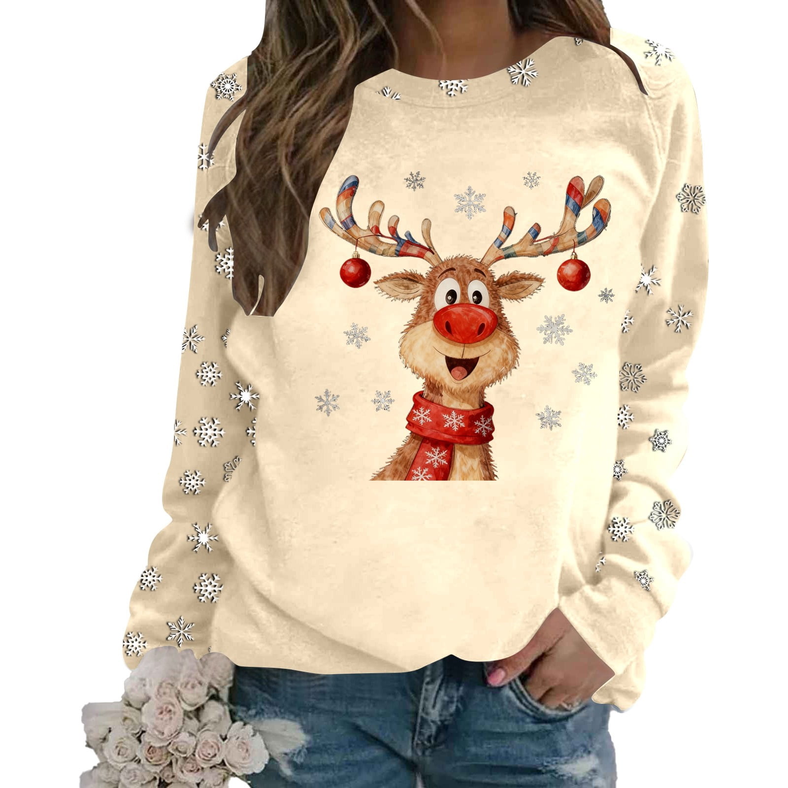 FYEGRE Women's Funny Winter Christmas Jumper, Funny Woman, Jumper ...