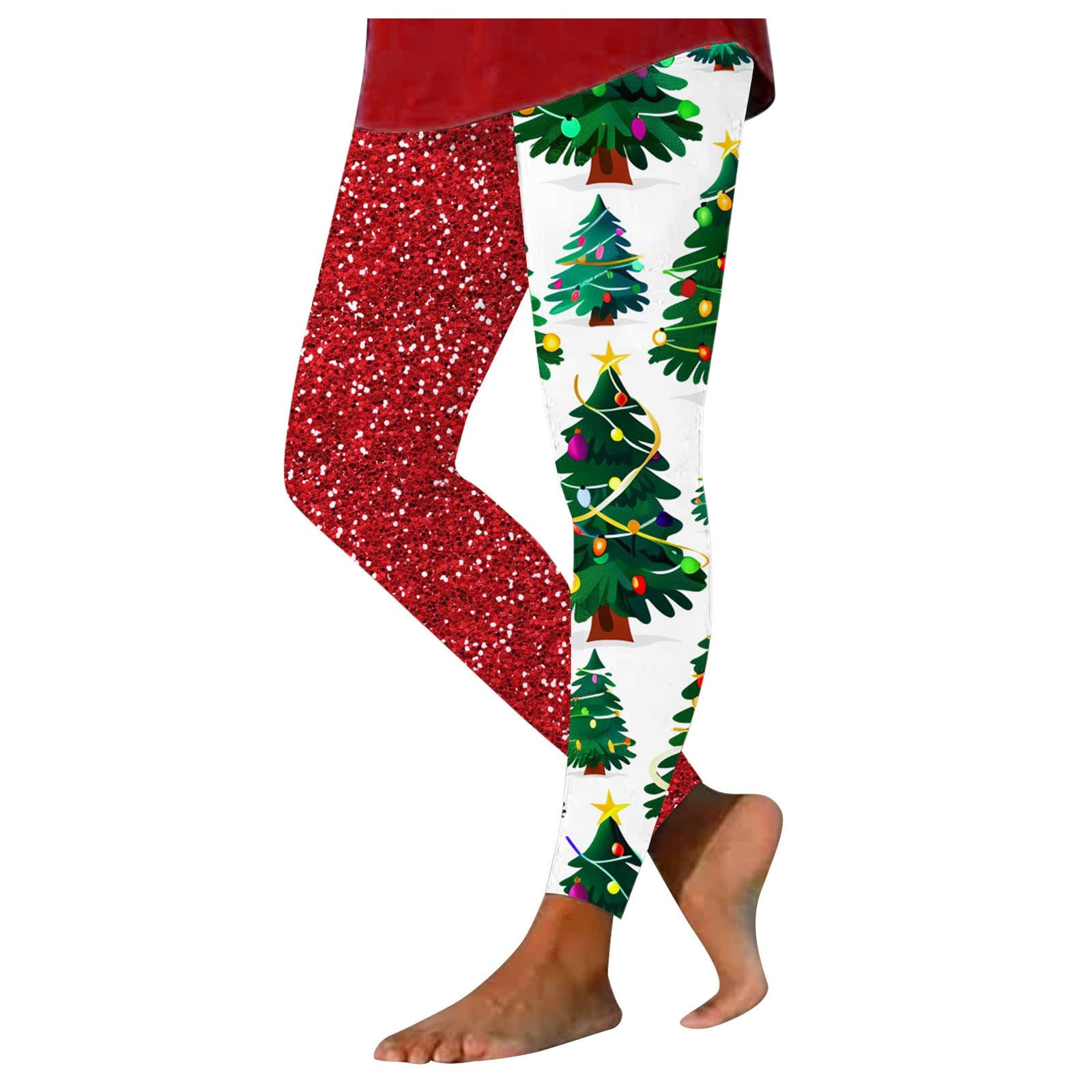 FYEGRE Women's Workout Leggings with Festive Color Block Design Soft ...