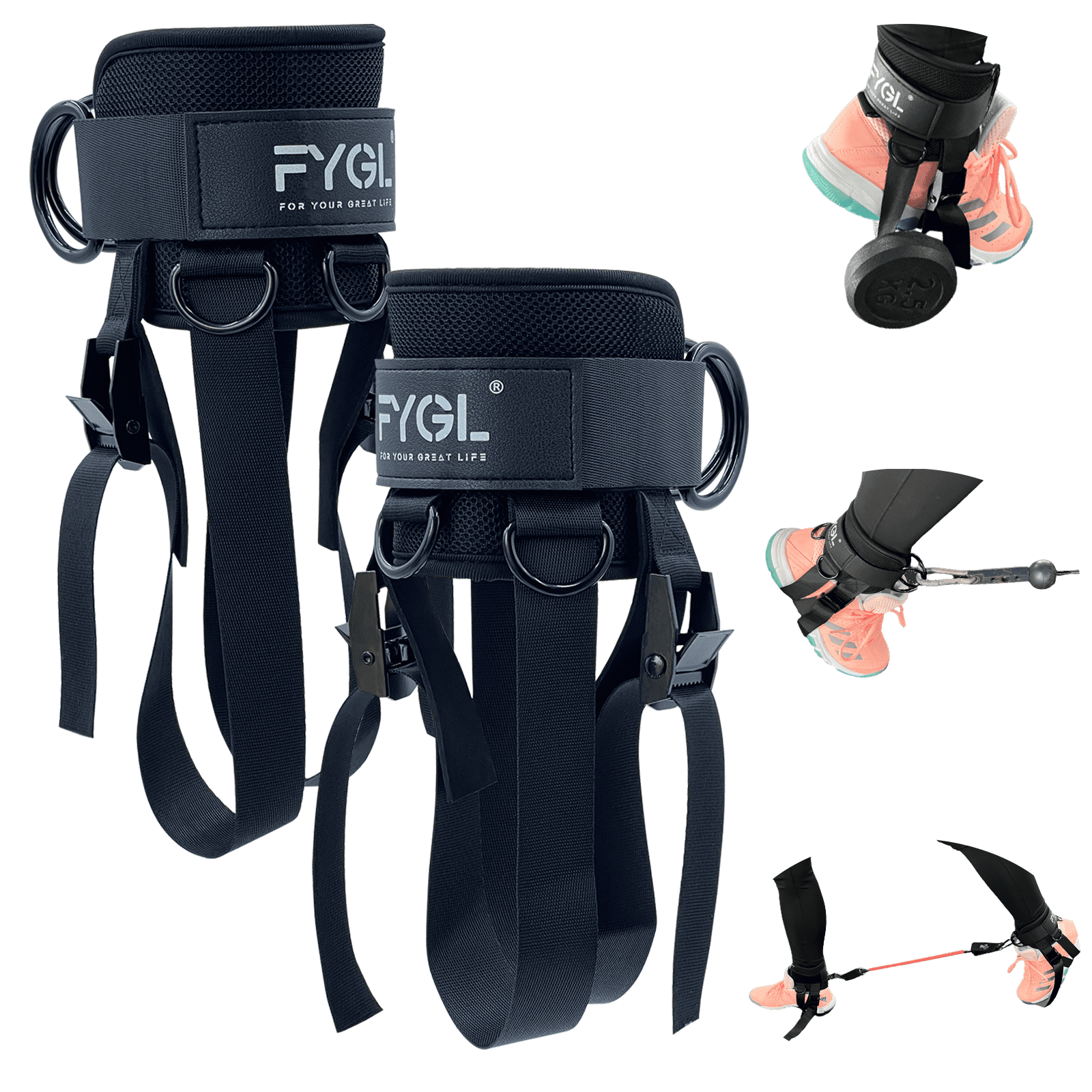 FYGL Ankle-Strap-for-Cable-Machine & Resistance Bands, Dumbbell-Foot ...