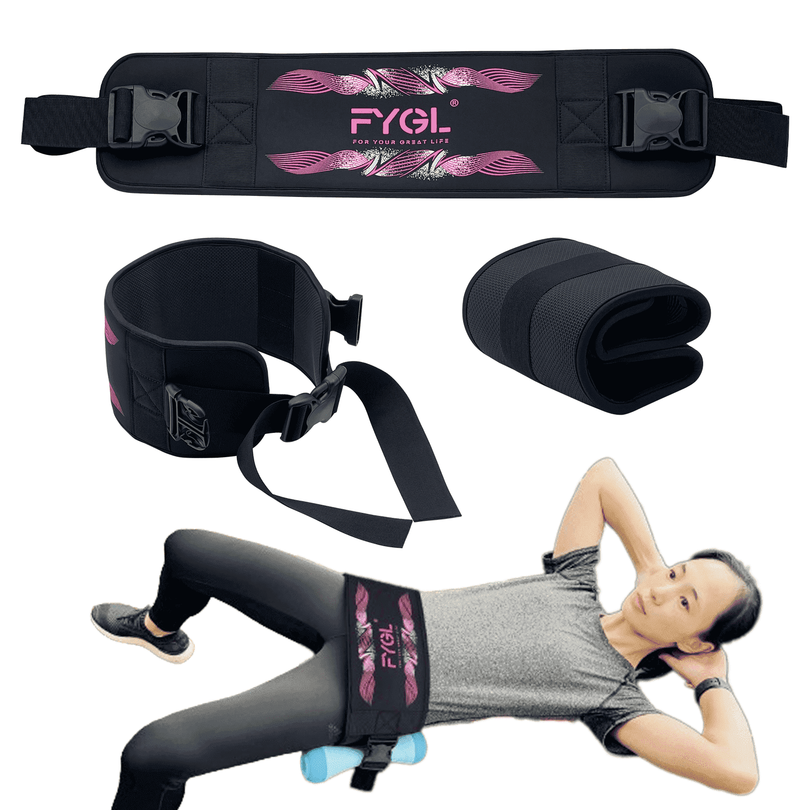 FYGL Hip-Thrust Belt, Foldable Design, Slip-Resistant Padding, Supports ...
