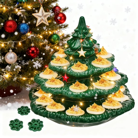 FYHALE 2026 New Christmas Deviled Egg Platte, 4 Tier Eviled Egg ...