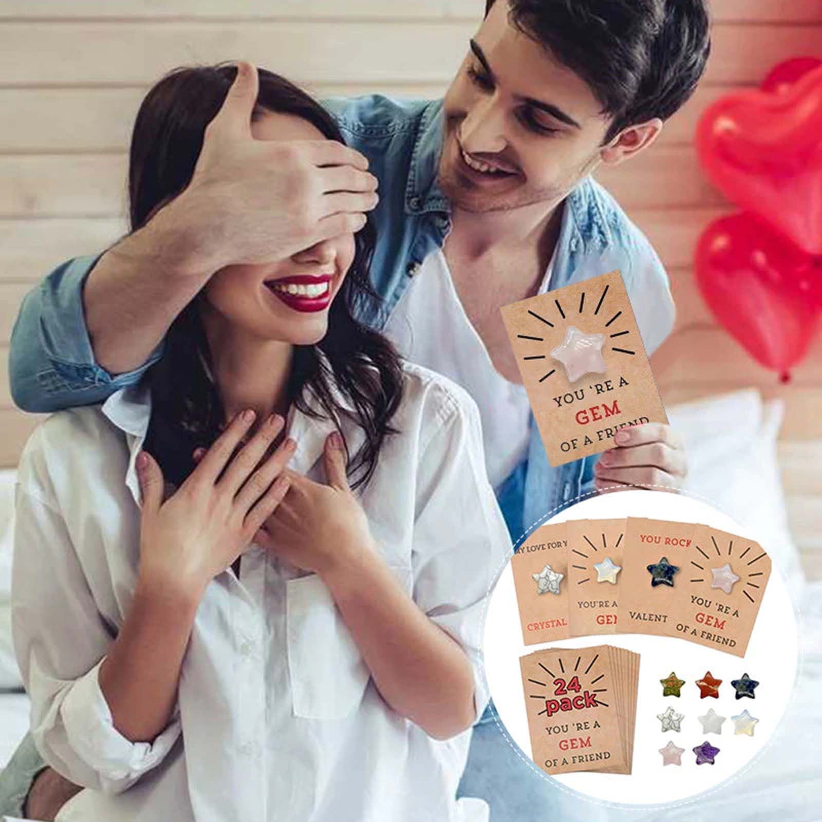 FYHALE 24 Pack Valentines Cards With Heart Children's Star Crystal ...