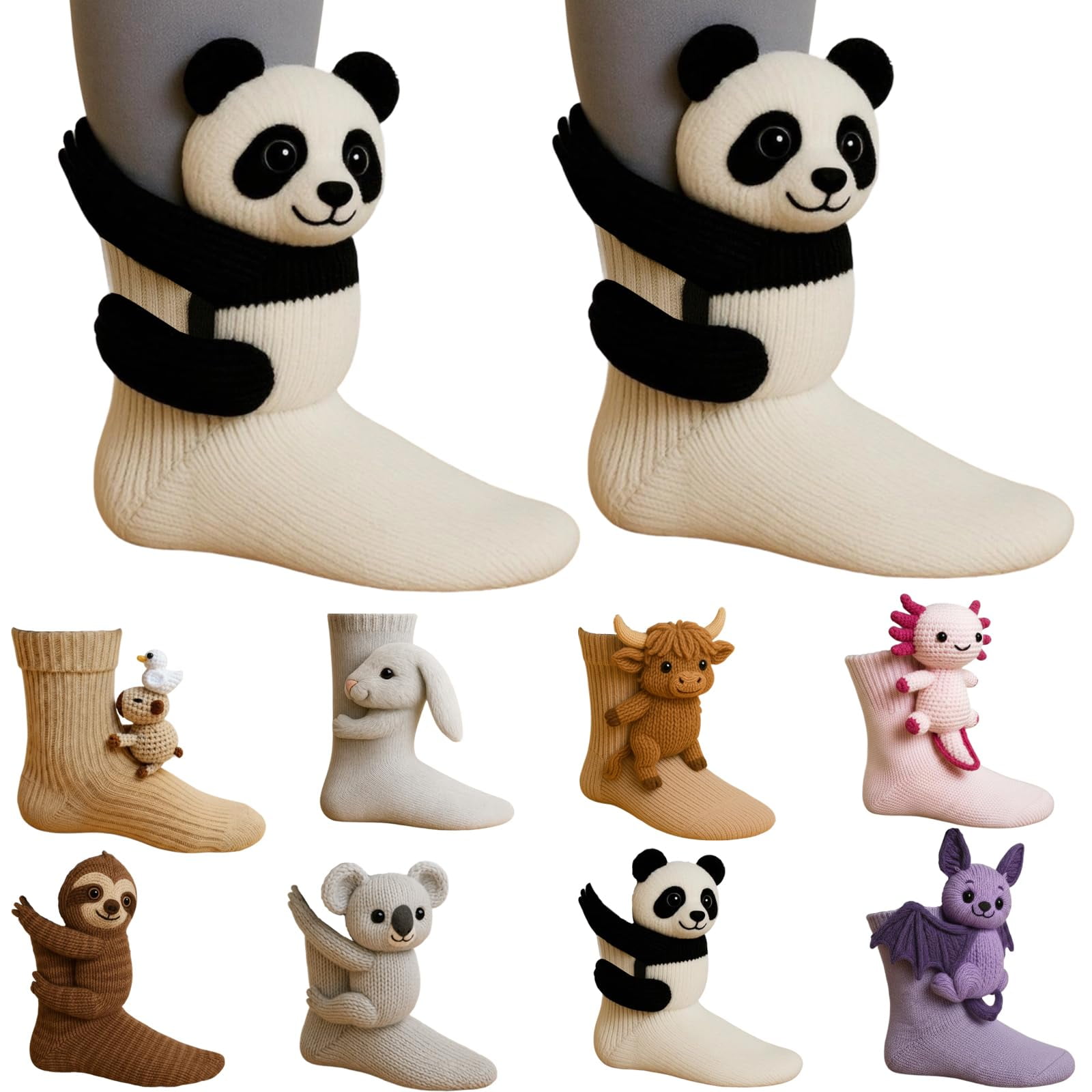 FYHALE 3D Knit Animal Socks, Animal Socks Hand Crocheted, Double-layer ...