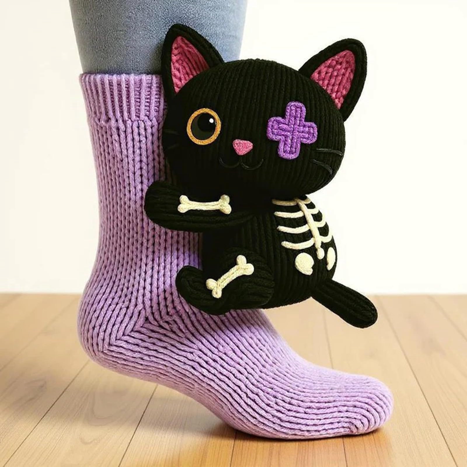 FYHALE 3D Knit Animal Socks Novelty Animal Hug Sock Hand Crocheted Warm ...