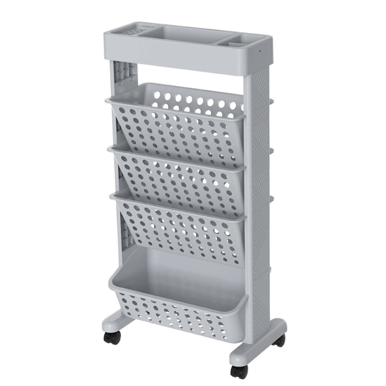 FYHALE 5 Tier Rolling Book Carts with Wheels, Mobile Book Storage Cart ...