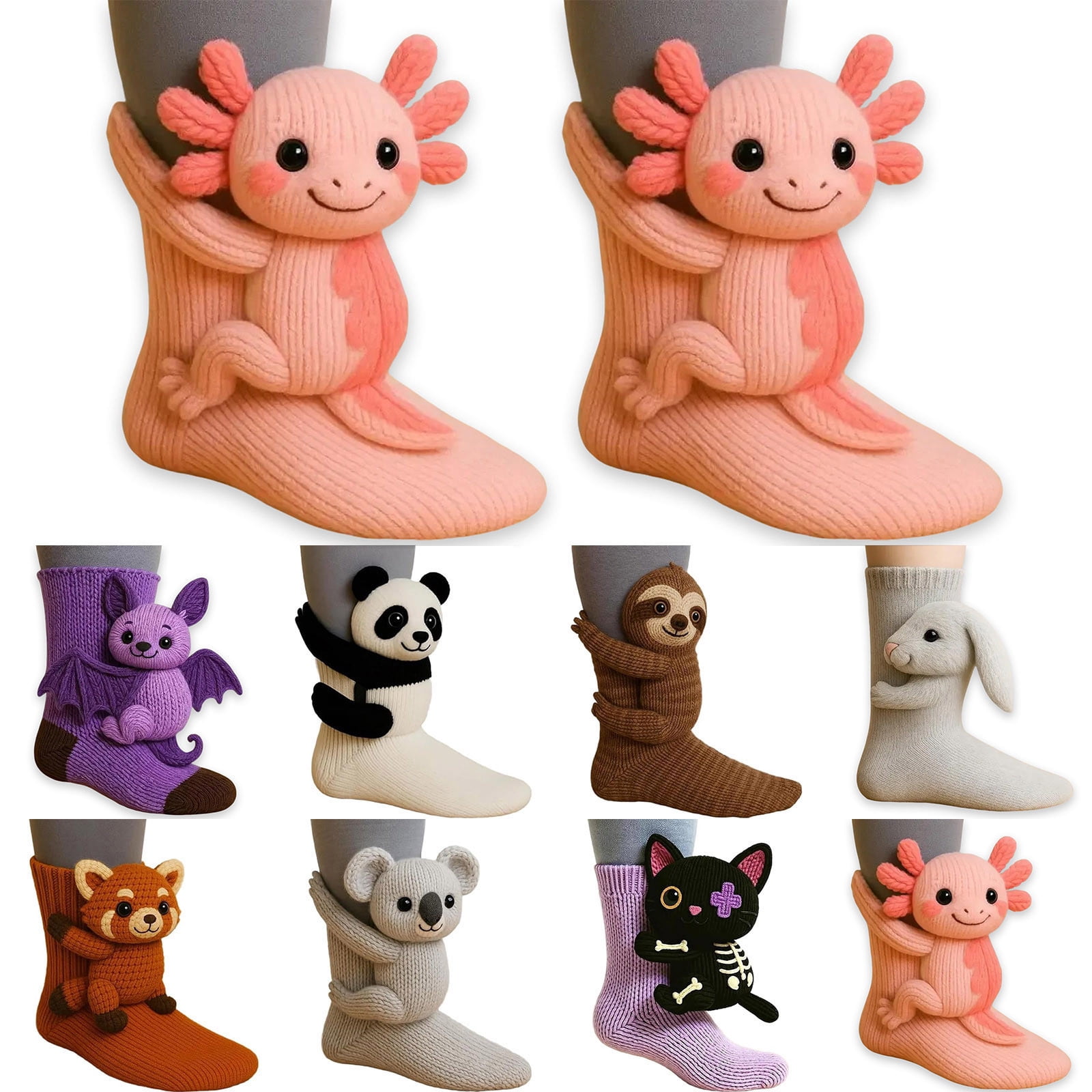 FYHALE Animal Socks for Women - 3D Knit Animal Fuzzy Socks, Novelty ...
