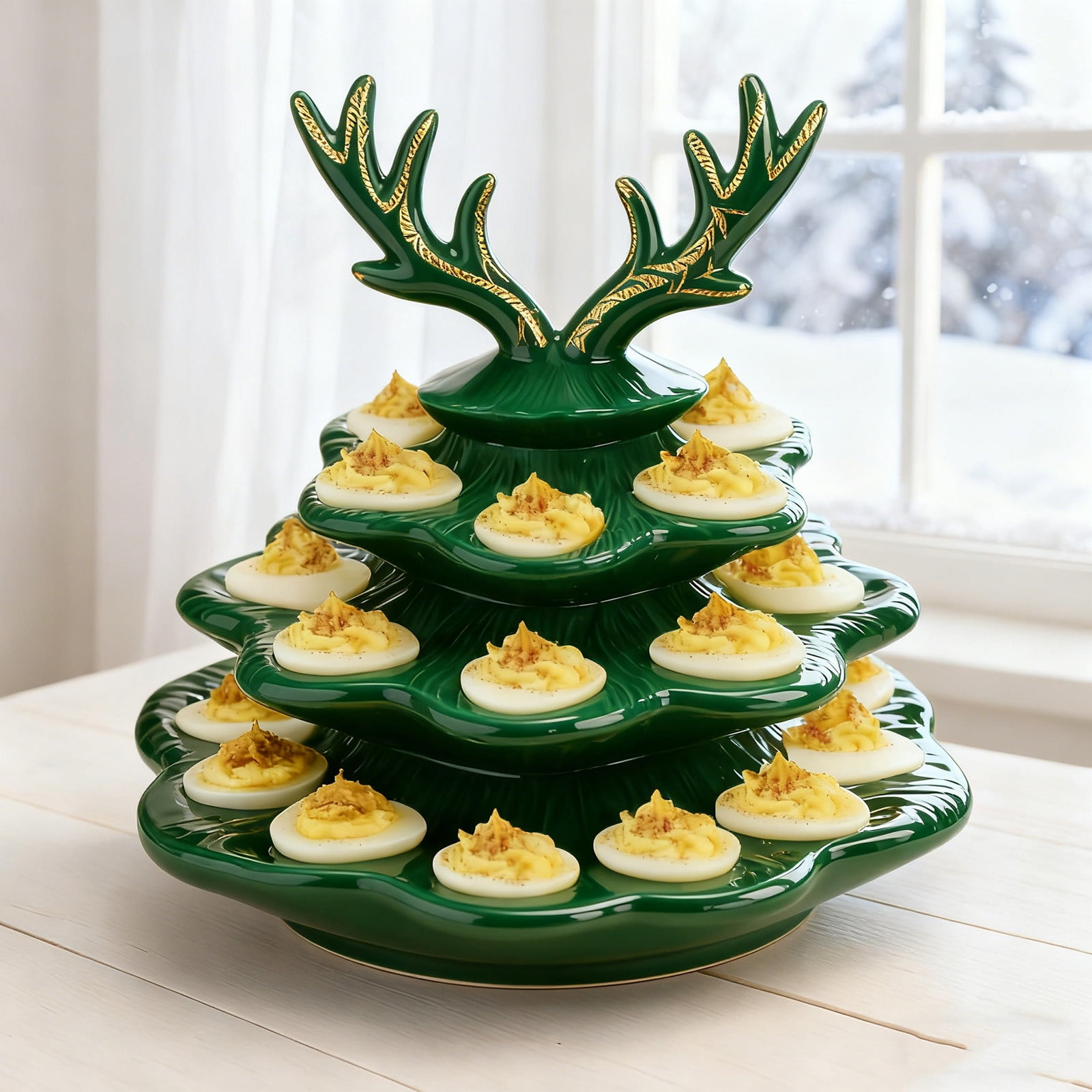 FYHALE Christmas Tree Deviled Egg Platter, 24-Hole Deviled Egg Tray ...