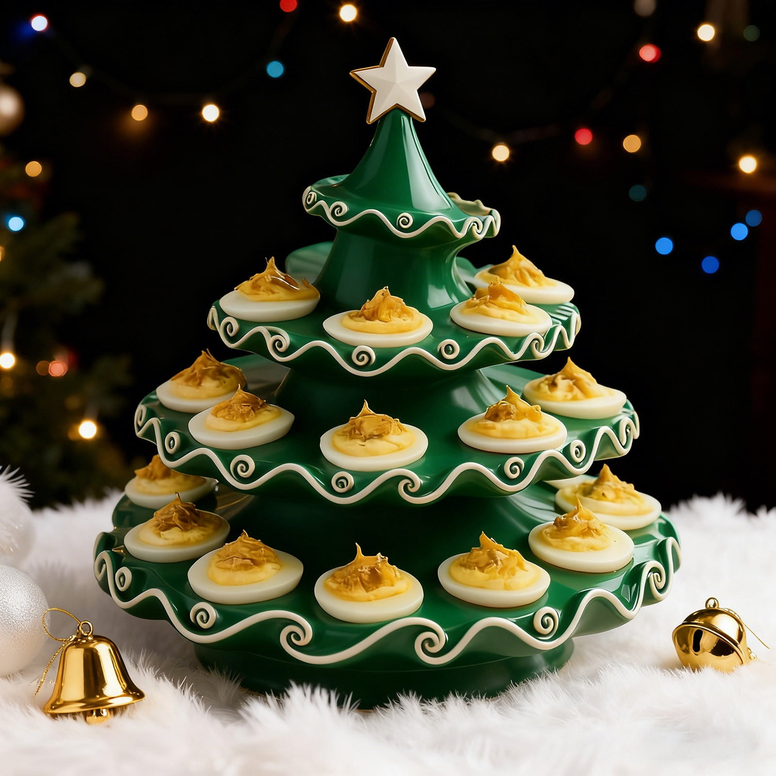 FYHALE Christmas Tree Deviled Egg Platter, 24-Hole Deviled Egg Tray ...