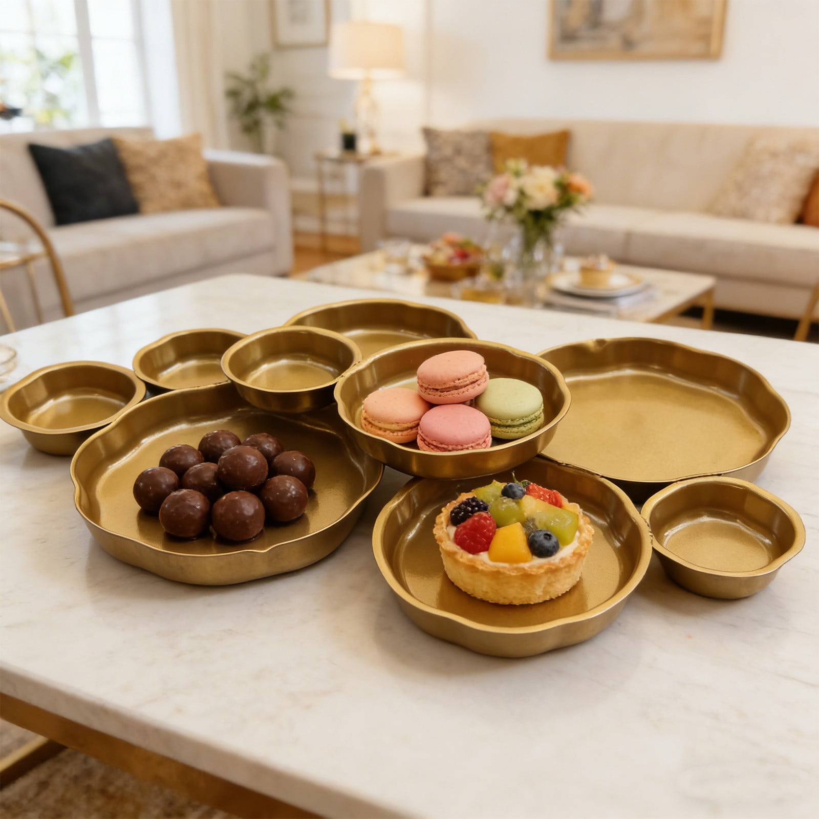 FYHALE Cluster Serving Tray, Cluster Accent Bowls of 9 Round Serving ...