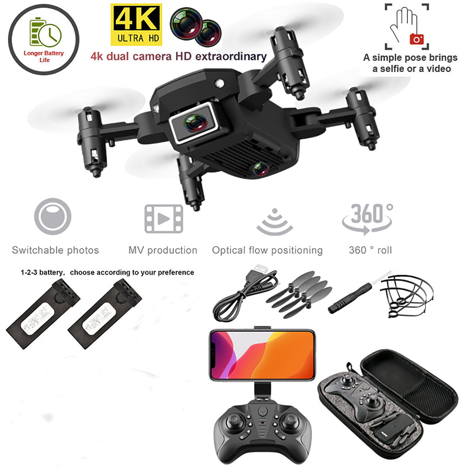 FYHALE Drone with Camera for Adults S66 Ultralight Remote Control Mini Folding Drone 4K Camera ...