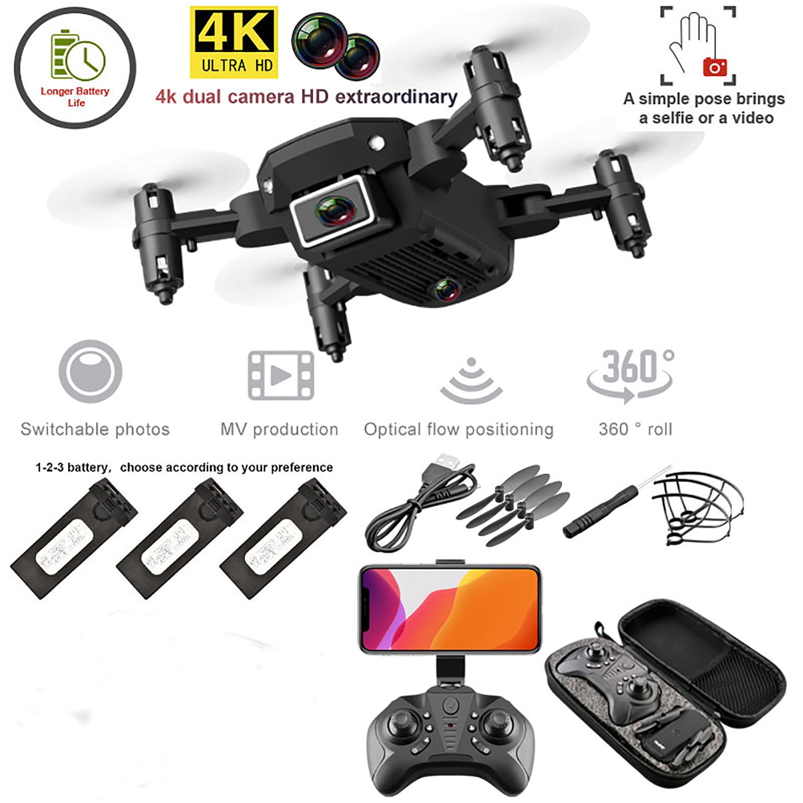 FYHALE Drones with Camera for Adults 4k S66 Ultralight Remote Control Mini Folding Drone 4K ...