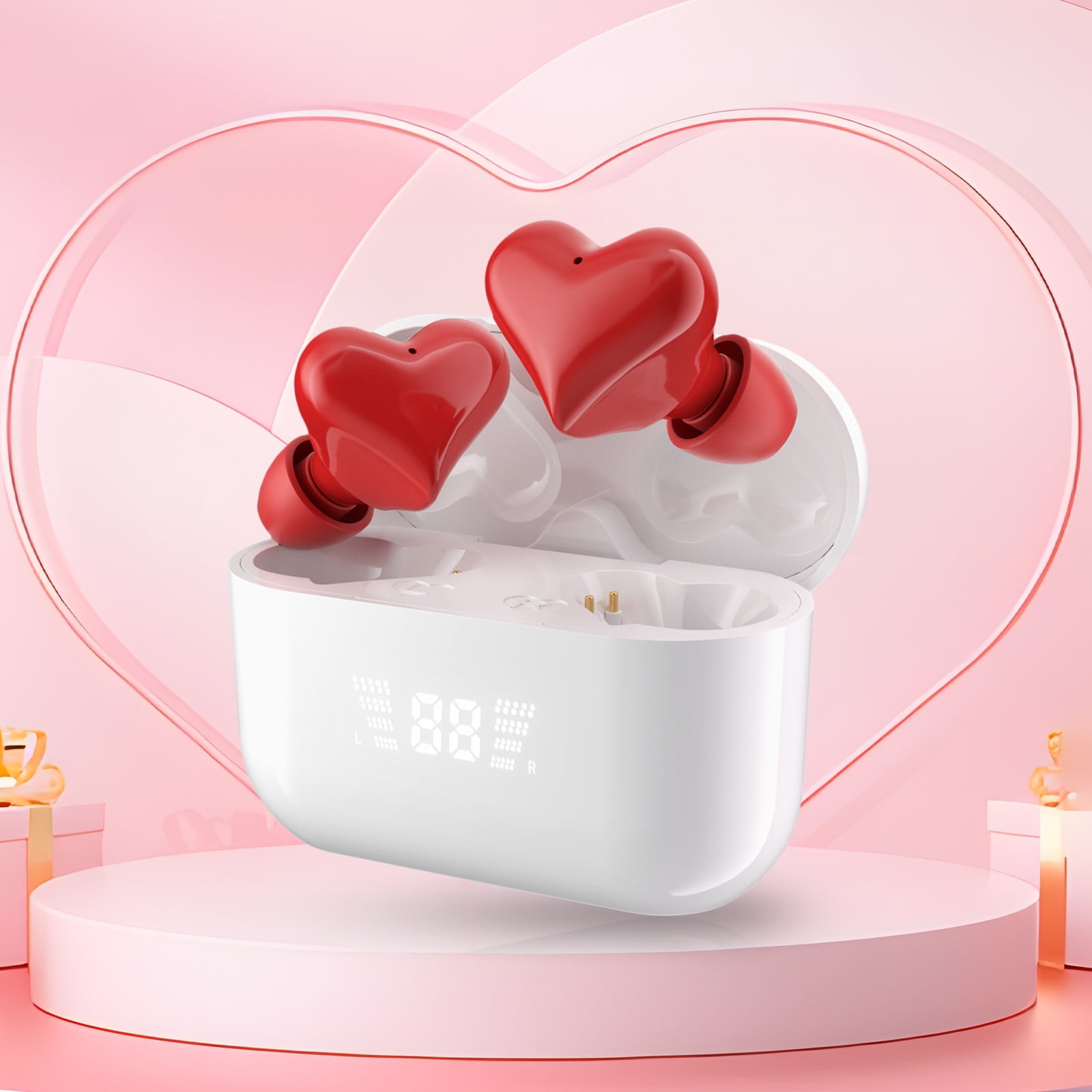 FYHALE Earbuds Stylish Heart Shaped, Cute Creative Red Heart Bluetooth ...