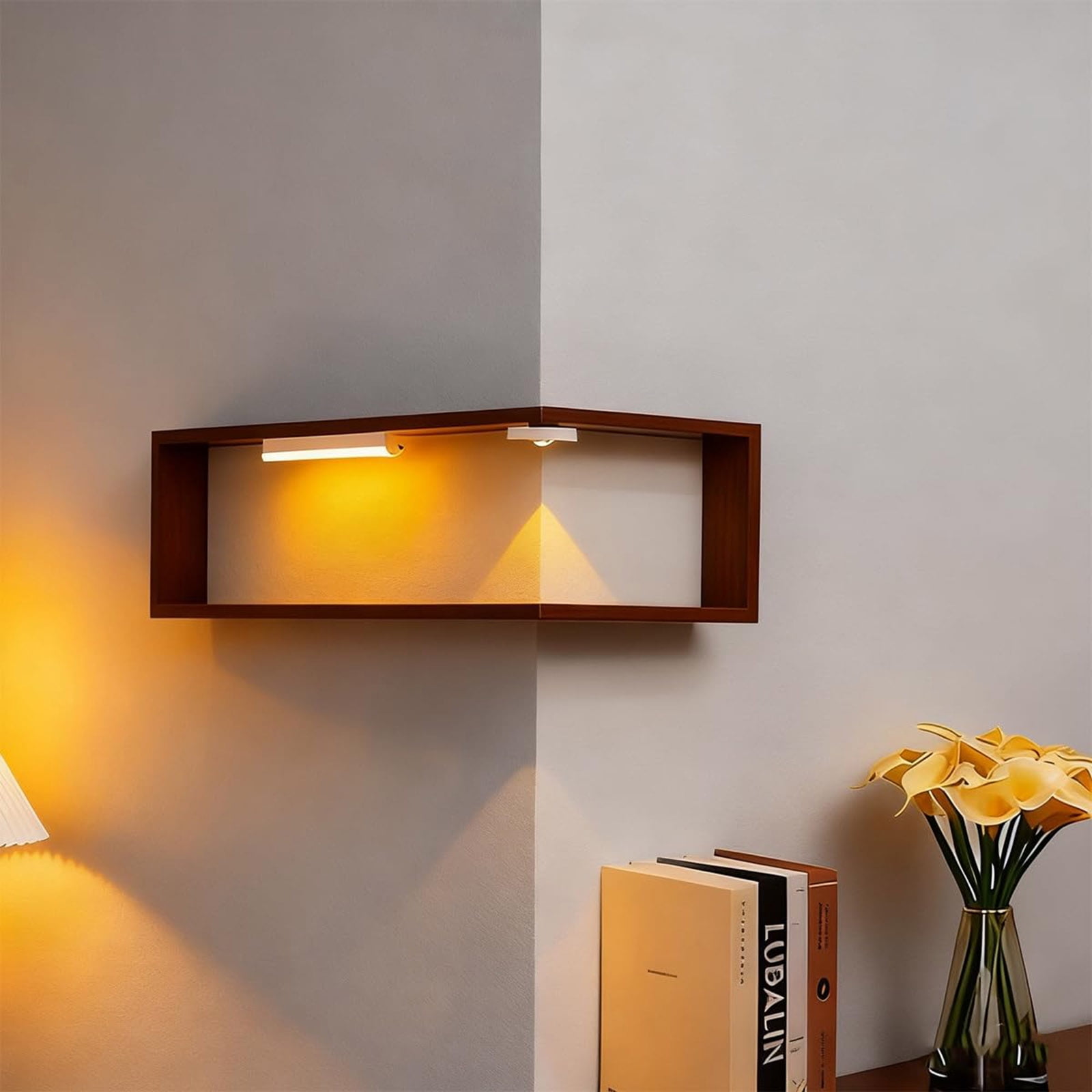 FYHALE Illuminated Corner Shelf, Smart Corner Shelf with Light ...