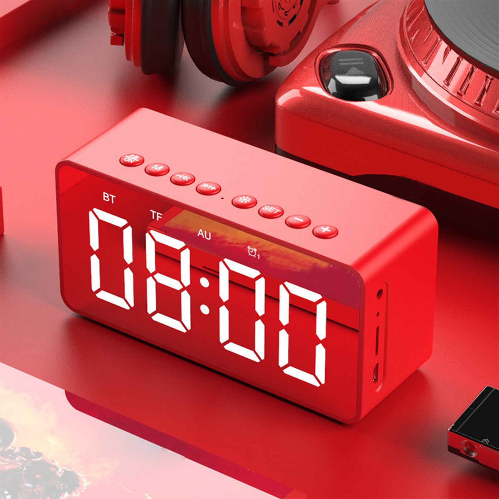 FYHALE LED Mirror Clock With Screen 5.0 Wireless Bluetooth Audio Alarm ...