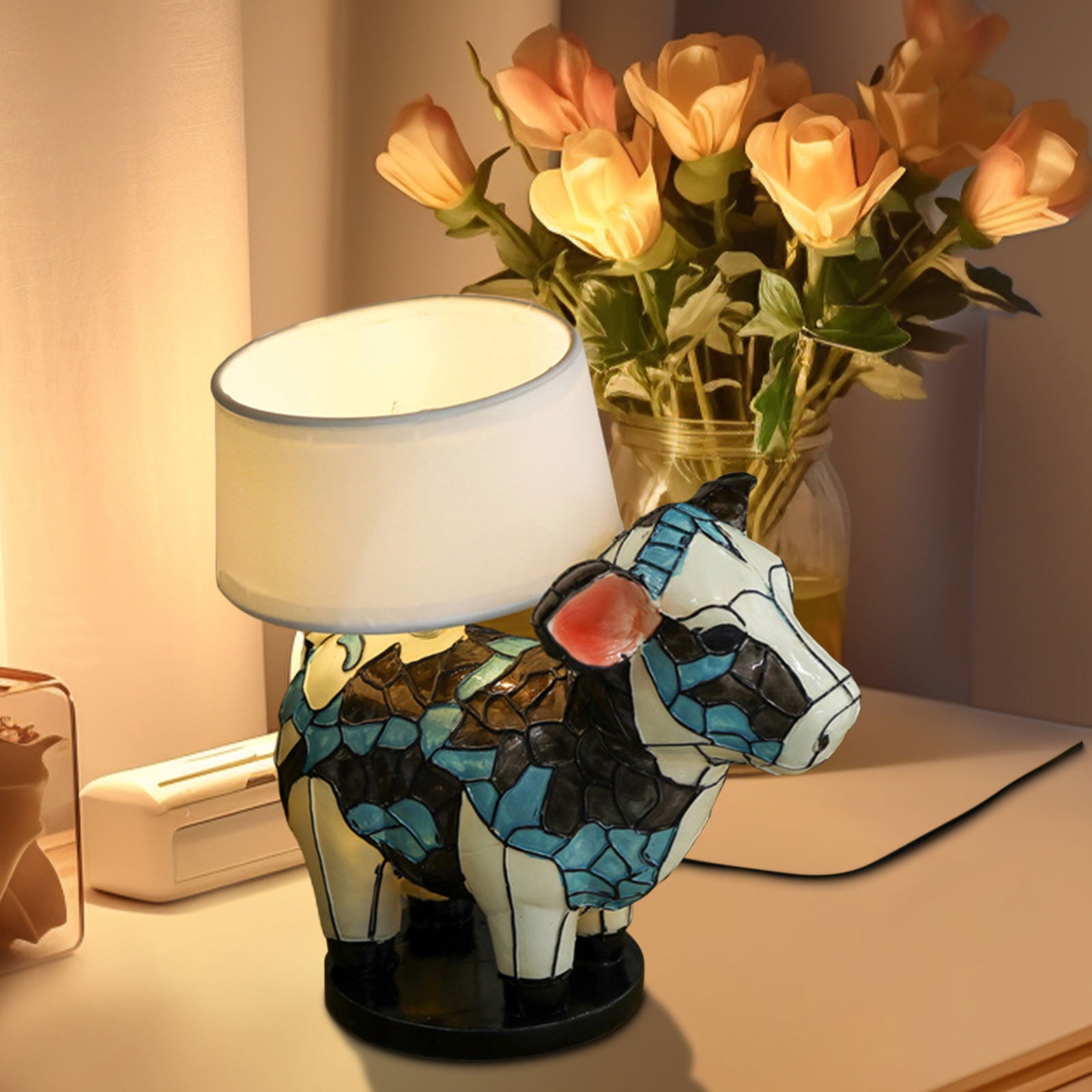 FYHALE Night Lights for The Home Plug In Cow Table Lamp Cow Night Light ...