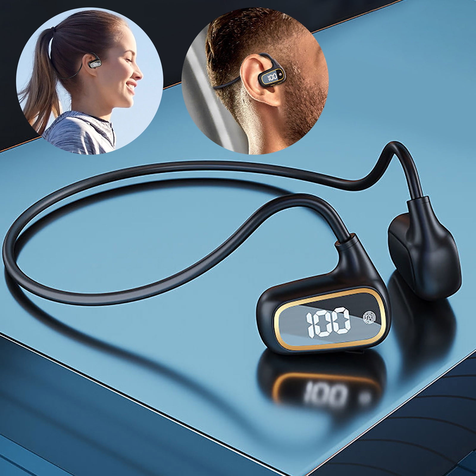 FYHALE Open Conduction Headset Digital Display Wireless Bluetooth 5.3 ...