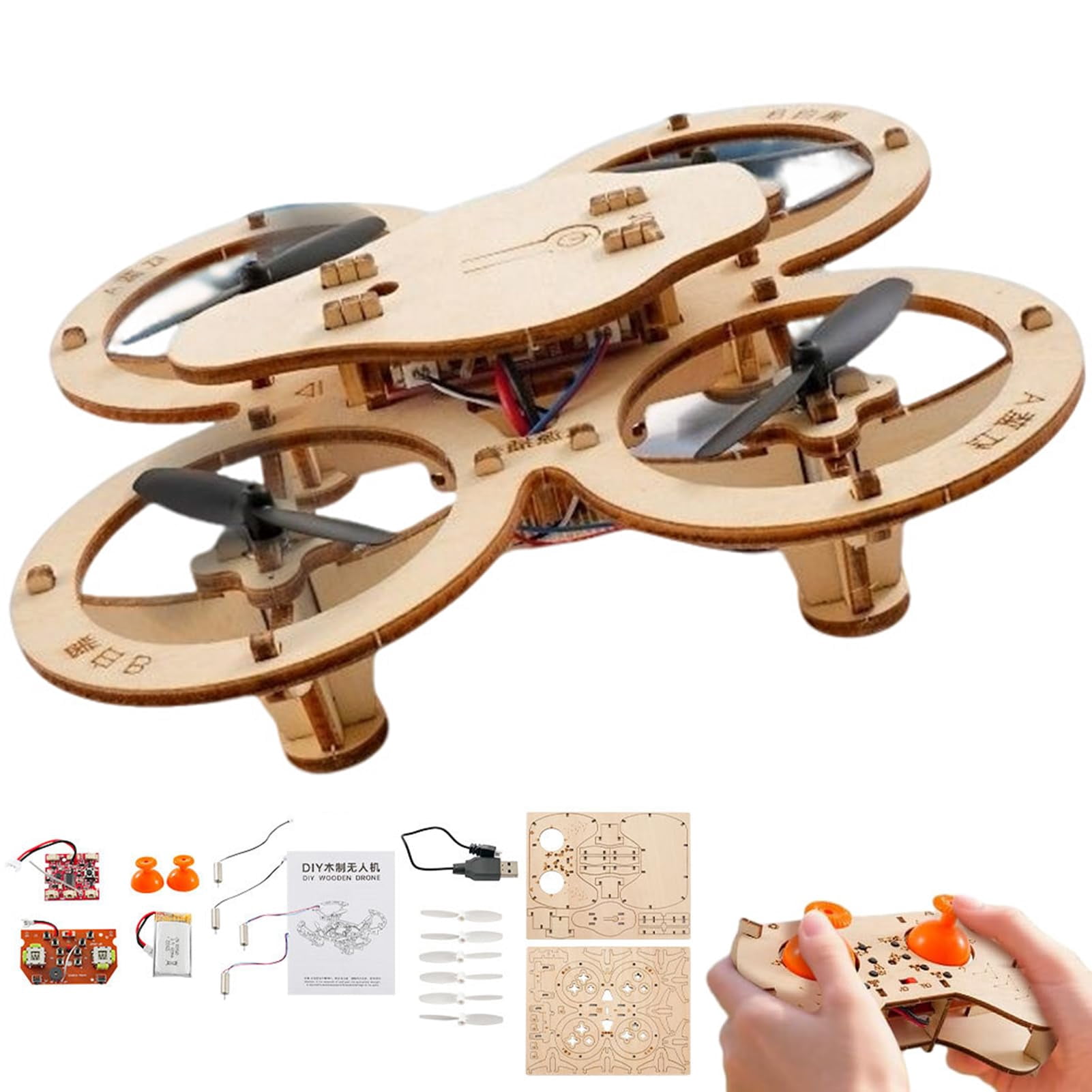 FYHALE Remote Control Wooden Drone Model Kit, DIY Wooden Assembly RC ...