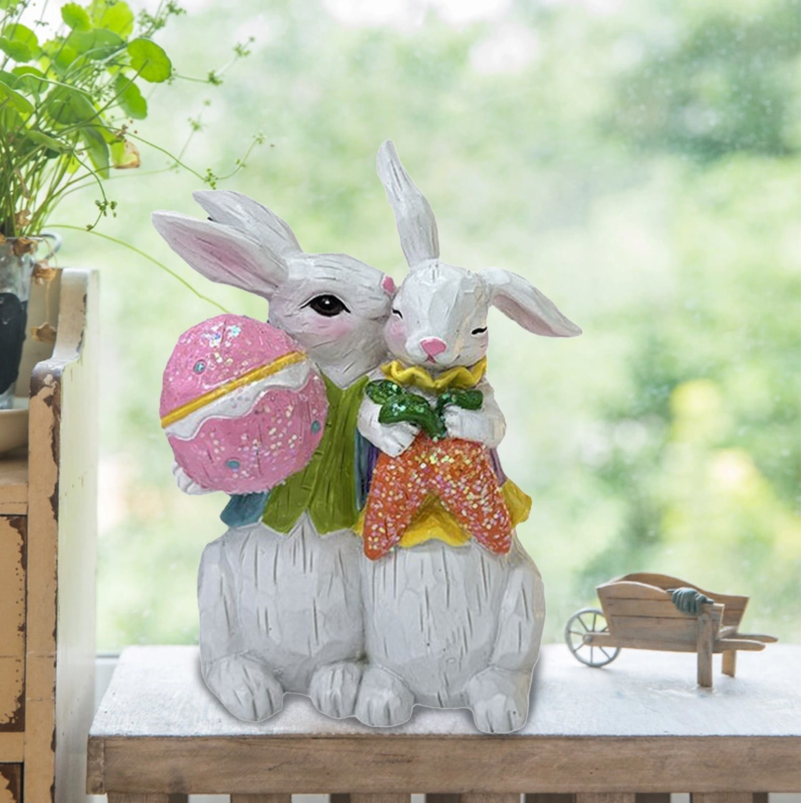FYHALE Resin Vintage White Bunny Decor Rabbit Figurines, Small Easter ...