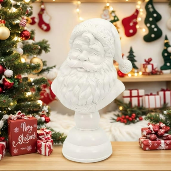 FYHALE Santa Head Bust Christmas Decoration, Xmas Figurine Craft ...