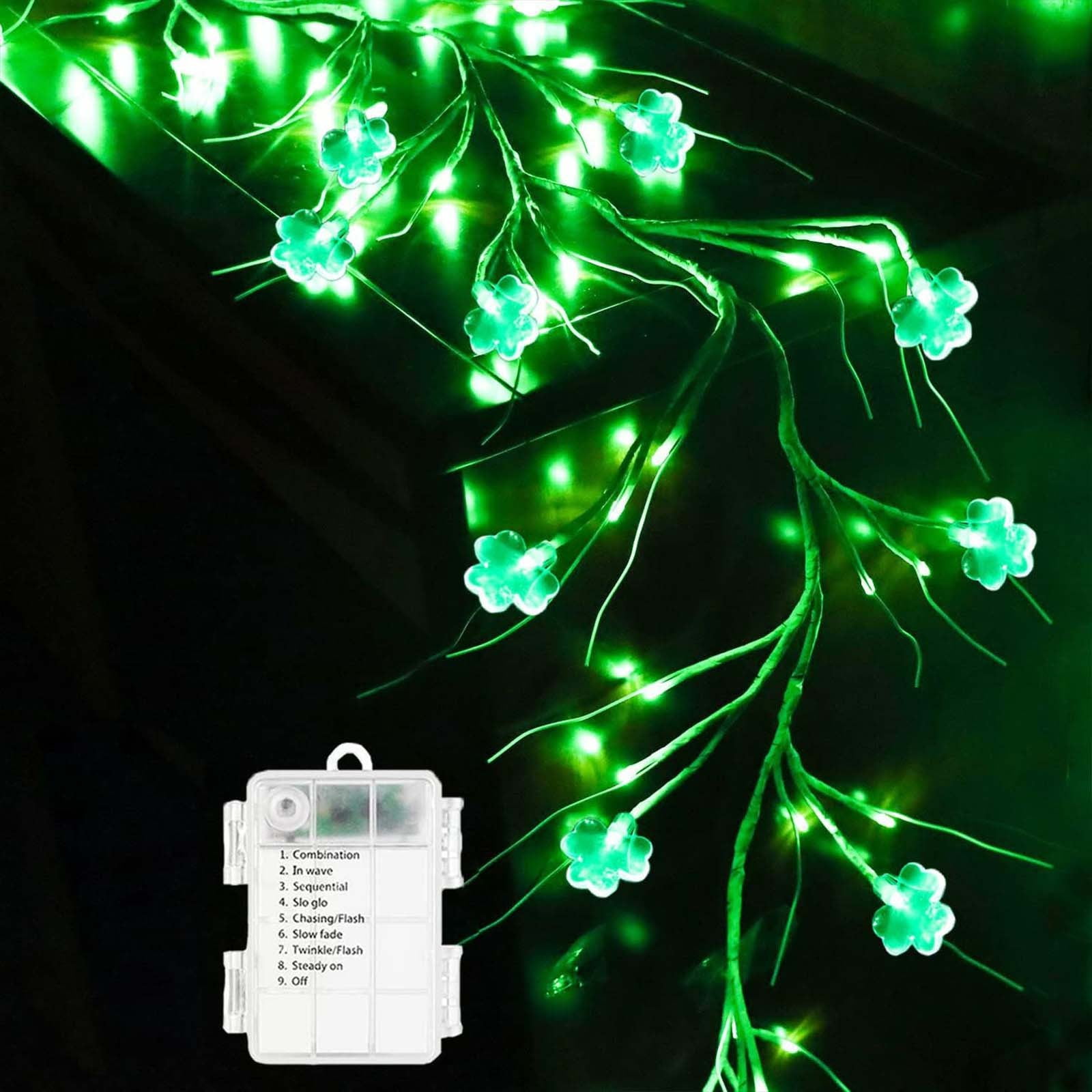 FYHALE Shamrocks Lights St. Patrick's Day Decorations 6Ft 45LED Green ...