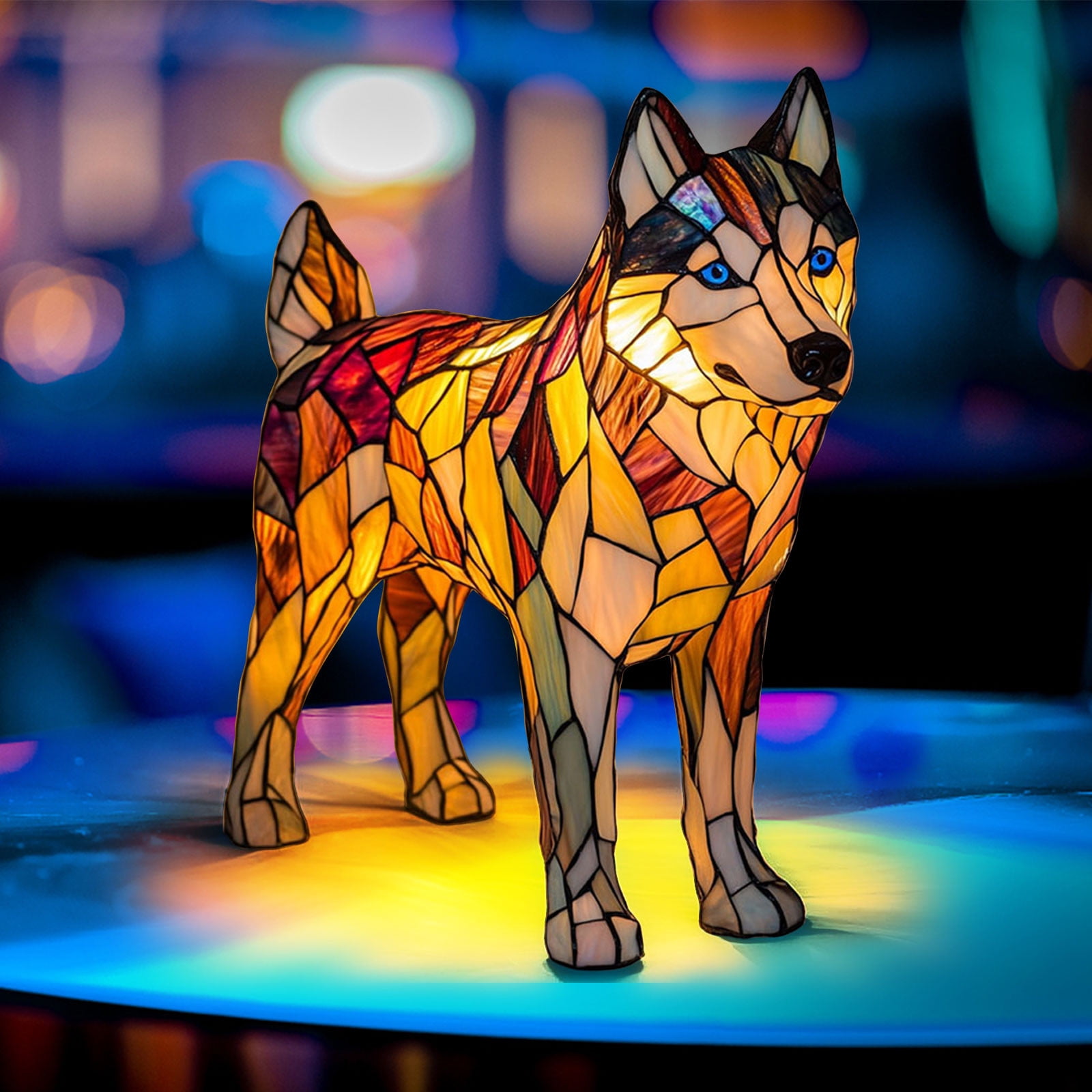 FYHALE Stained Glass Dog Lamp, Corgi Lamp, Dachshund Lamp, French ...