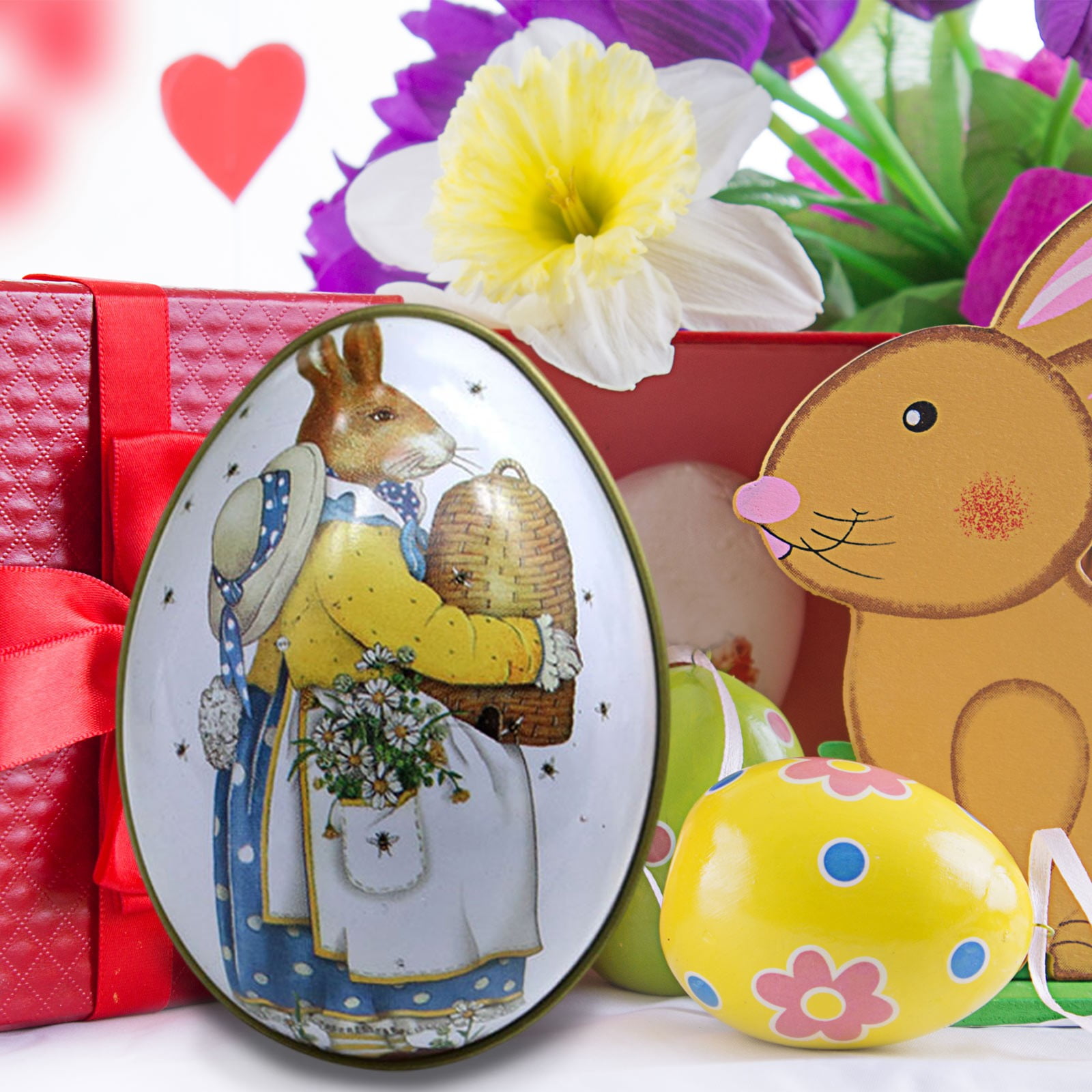 FYHALE Vintage Tin Easter Eggs, Fillable, Reusable Metal Egg Tins Happy ...