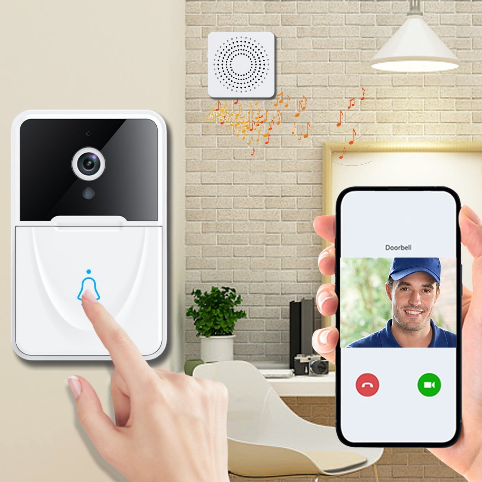 FYHALE Wireless Doorbell Camera Home Doorbell Smart Chime Kit with LED ...